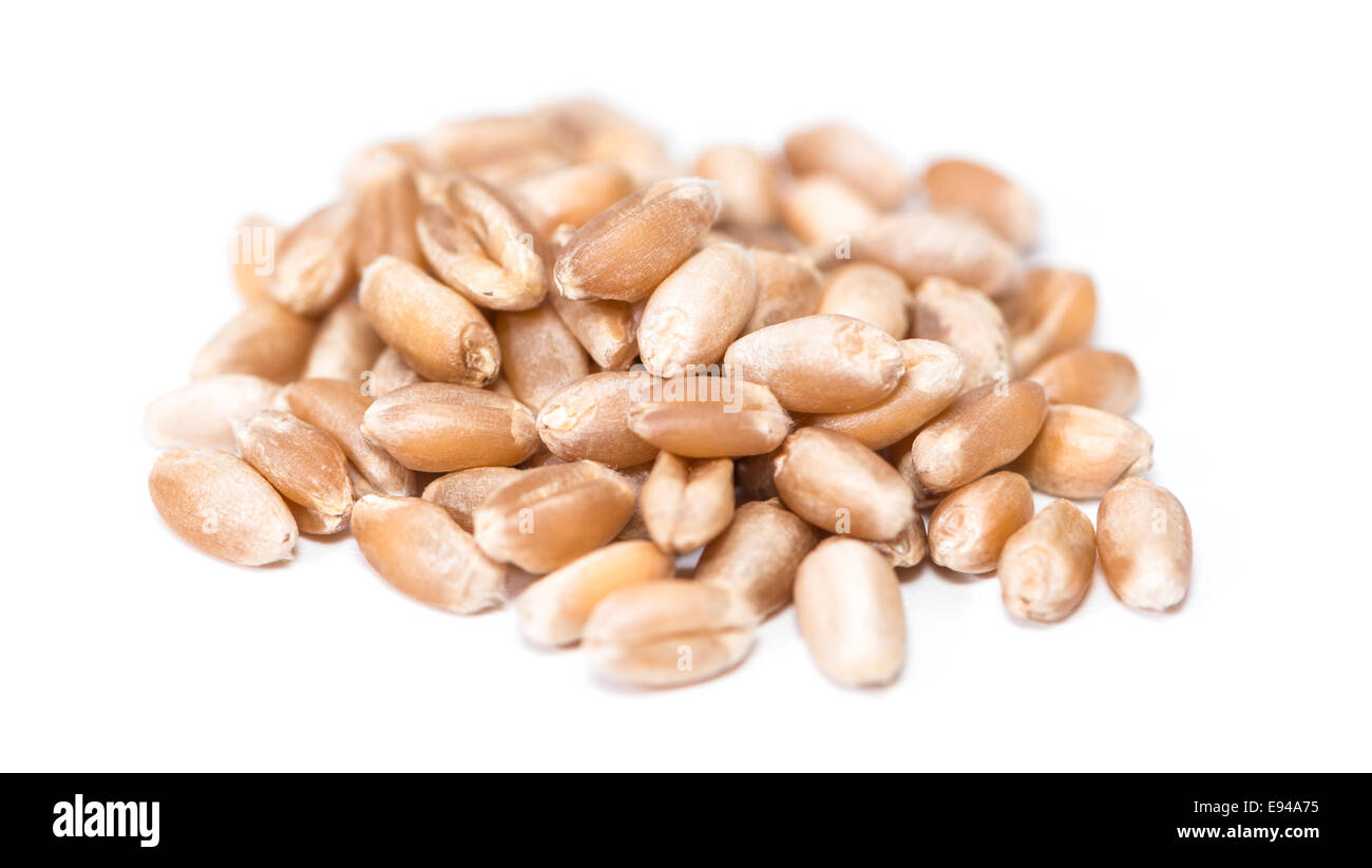 Portion of Wheat Grains isolated on pure white background Stock Photo ...