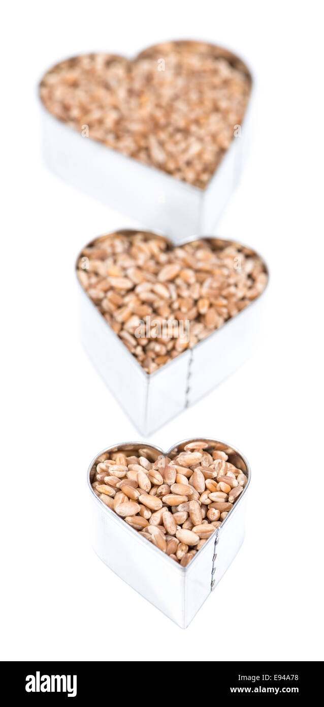 Wheat Grains in heart shapes isolated on pure white background Stock ...
