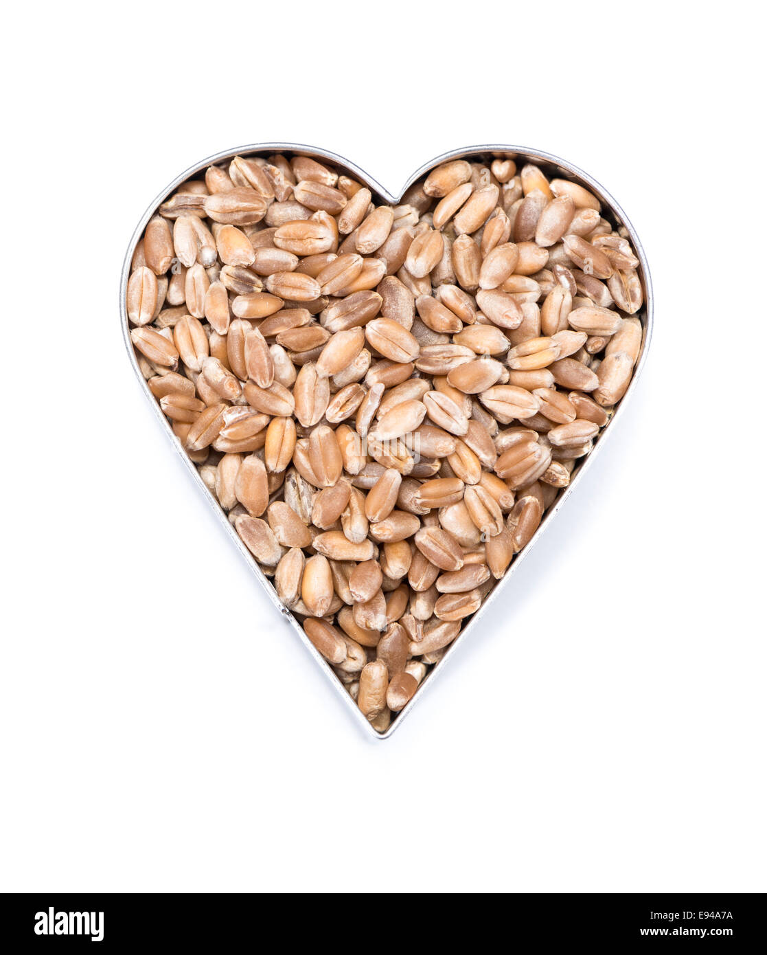 Wheat Grains in heart shapes isolated on pure white background Stock ...
