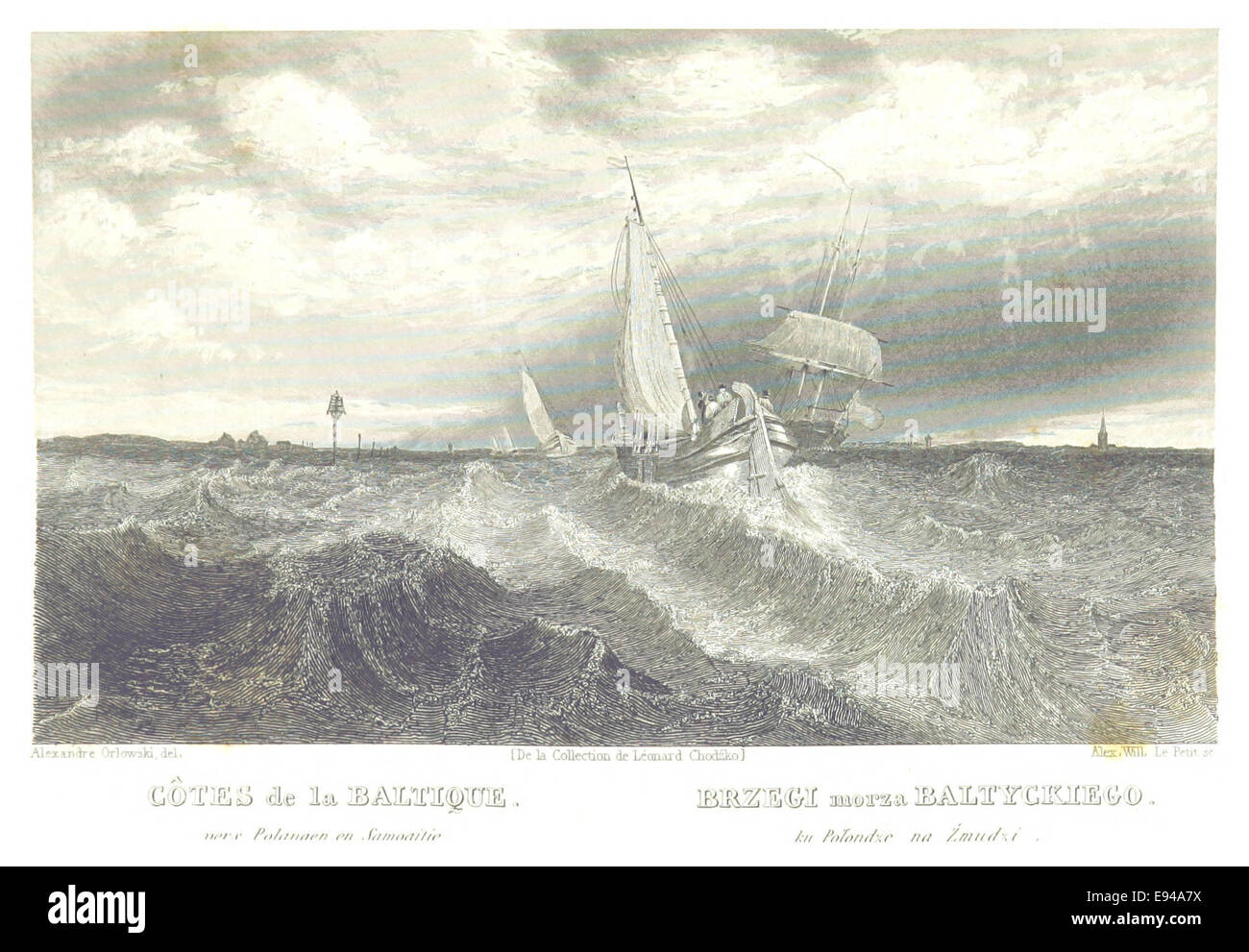 An 1839 illustration by Chodzko showing the Baltic coastlines. The ...