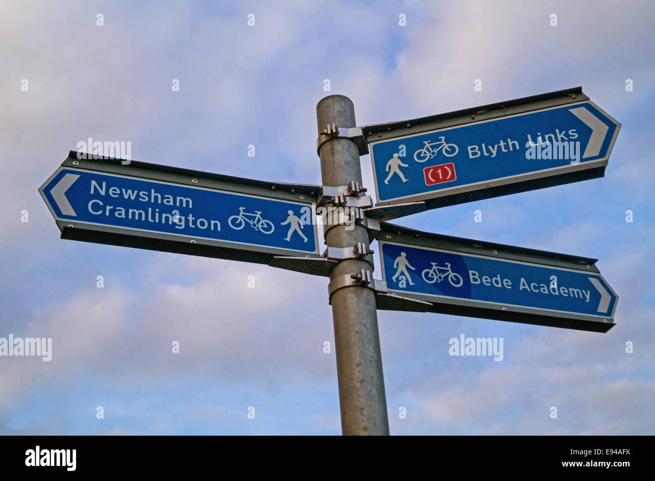 Cycle and Foot Path Signs, Blyth, Northumberland, England, UK, Europe ...