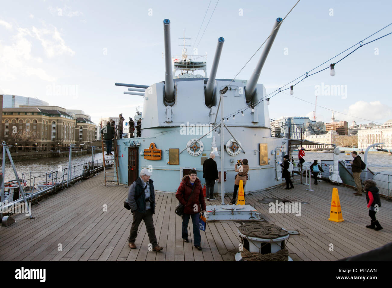 One of the four triple 6 inch gun turrets HMS Belfast now a floating ...