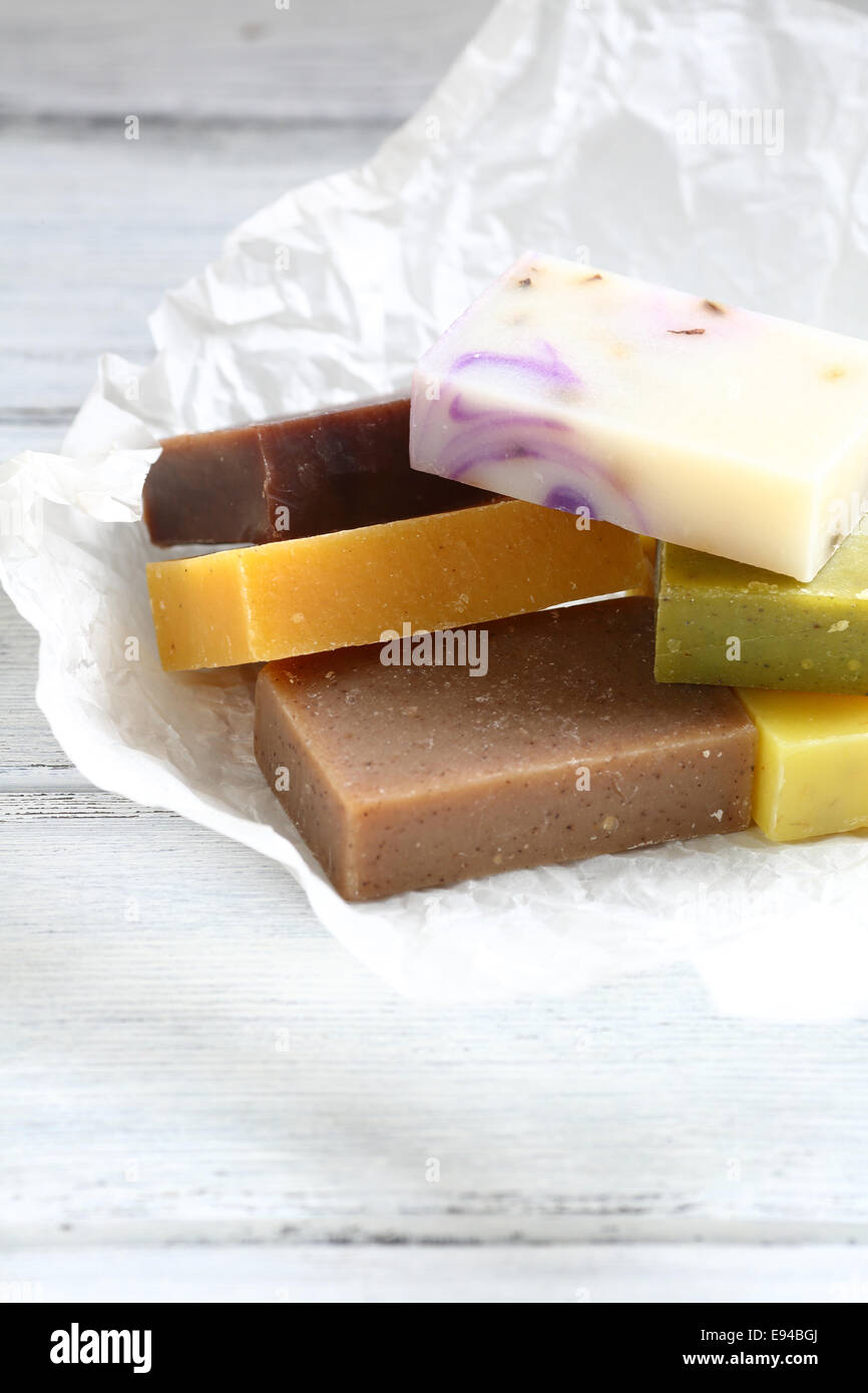 Scented soap on paper, handmade Stock Photo - Alamy