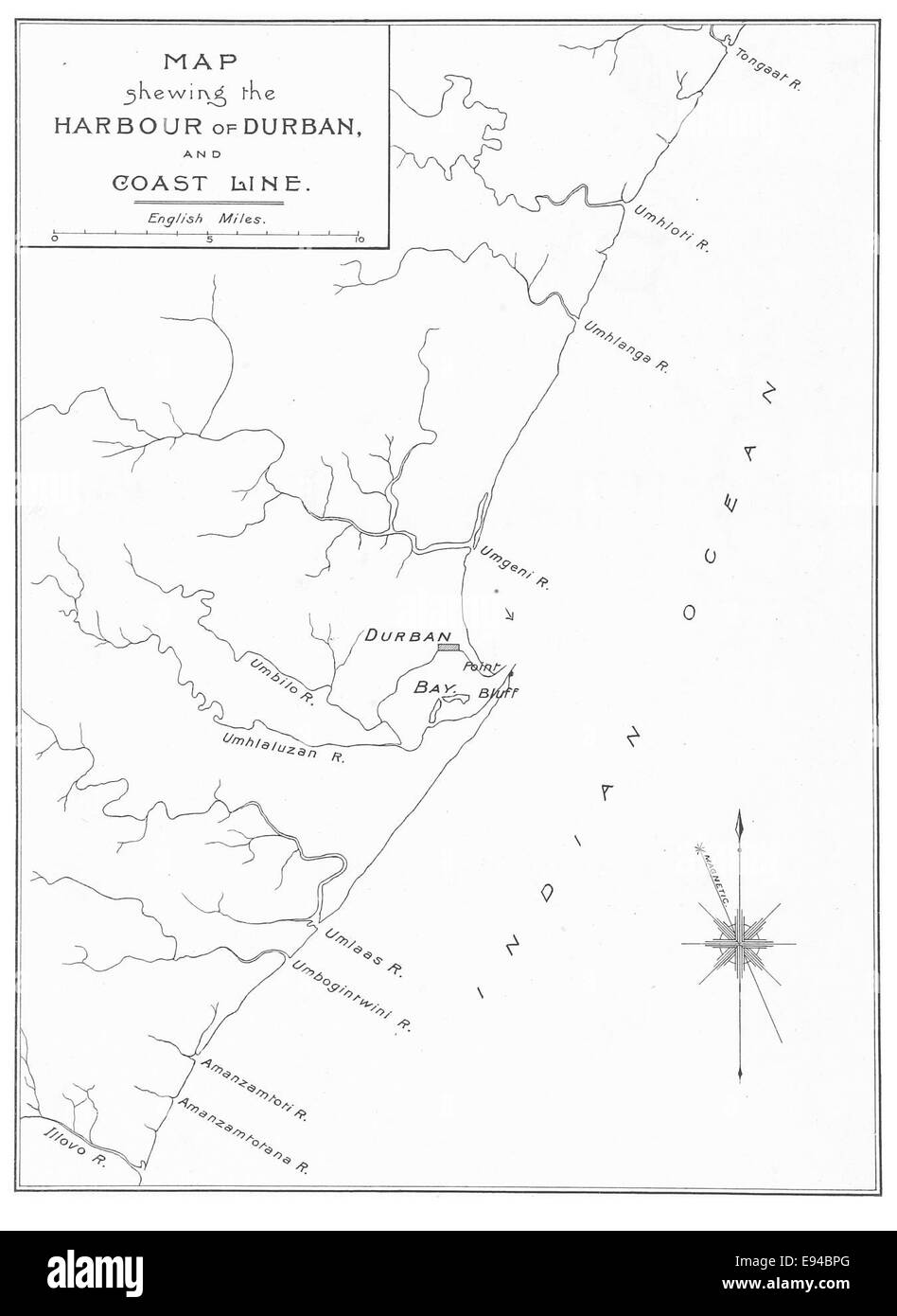 An 1891 map illustrating the harbour of Durban and its coastline ...