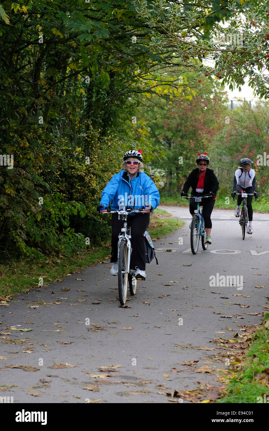 Three Female cyclists enjoying an organised cycle ride Stock Photo - Alamy