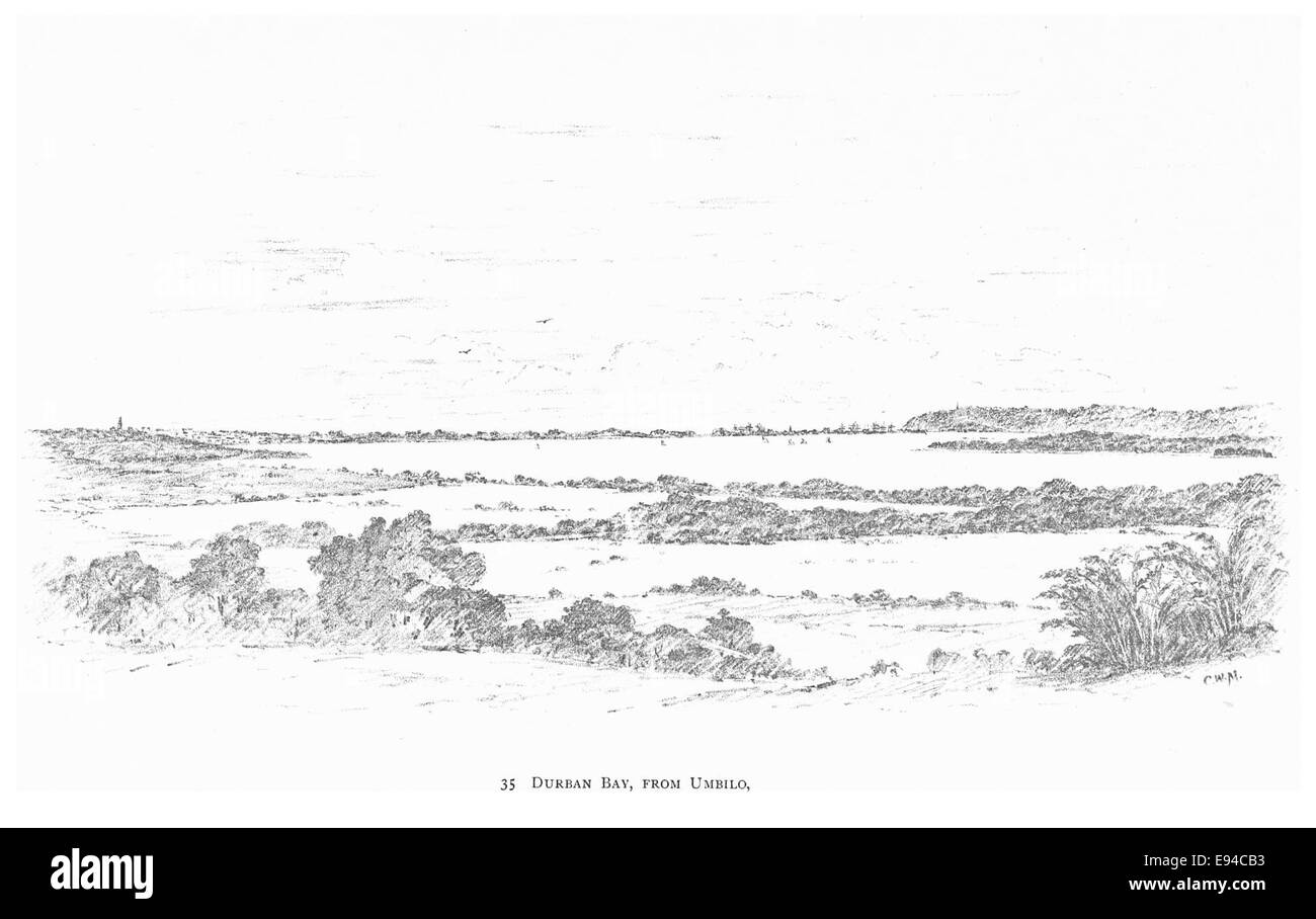 This 1891 illustration shows Durban Bay, viewed from Umbilo, a suburb ...