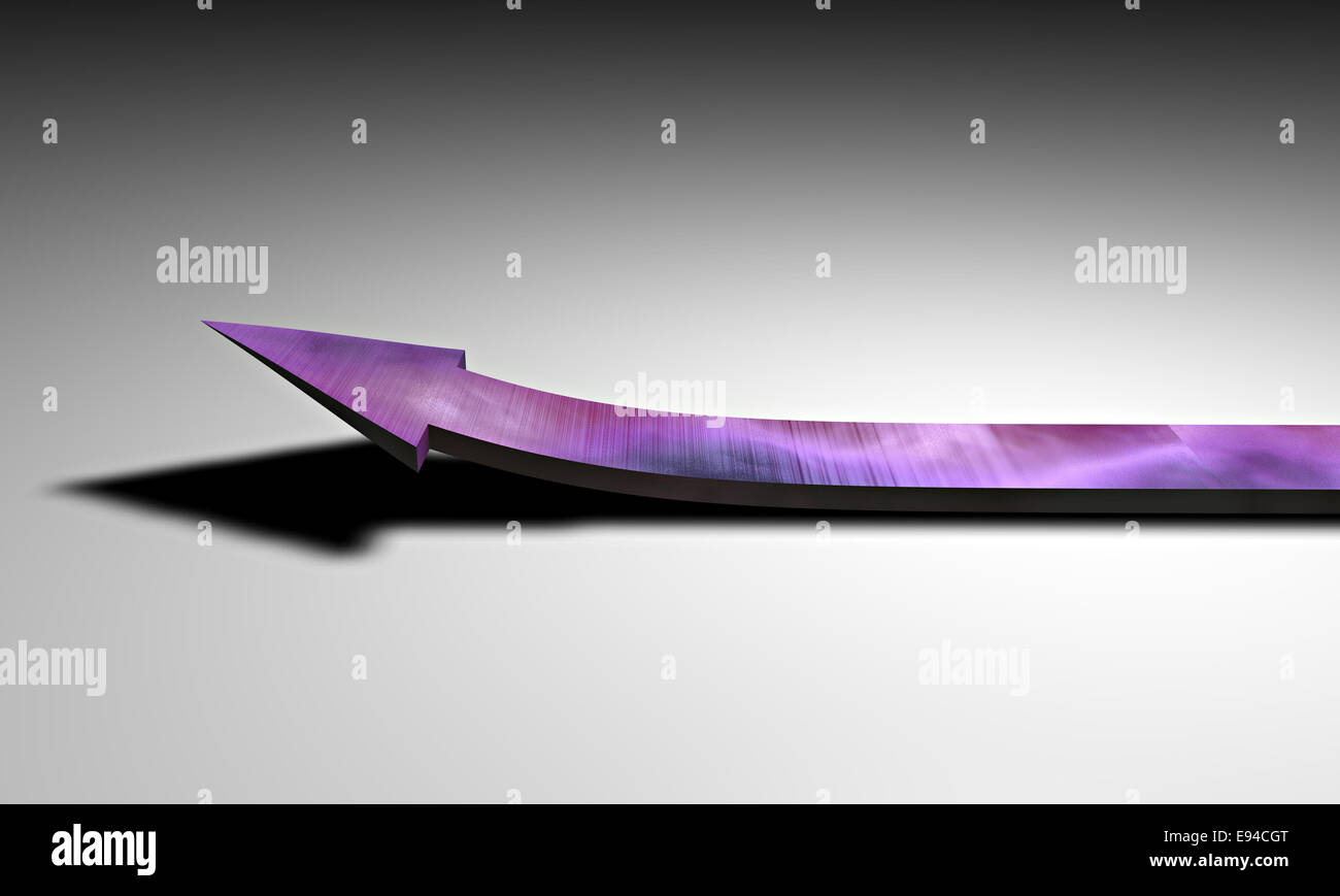 Purple arrow rising up on a white background Stock Photo - Alamy