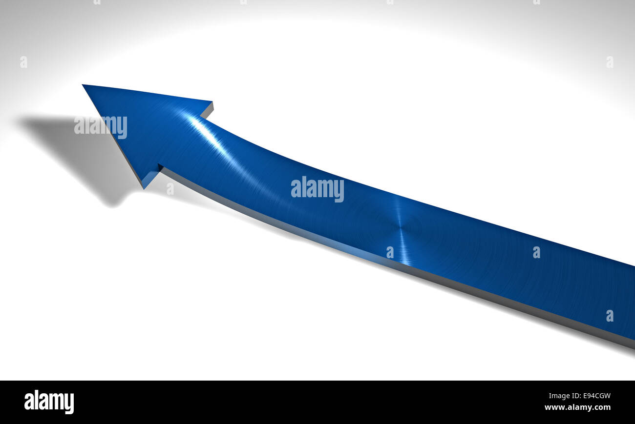 Blue arrow rising up on a white background Stock Photo - Alamy