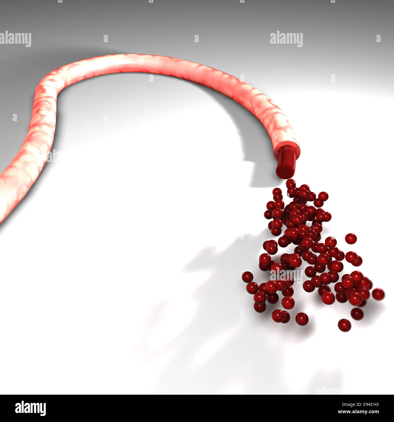Section of a vein with blood and red blood cells on a plane Stock Photo ...