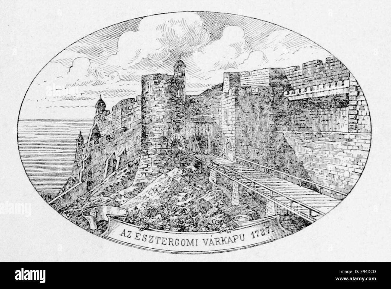 An 1727 illustration of Esztergom, Hungary. The map provides a ...