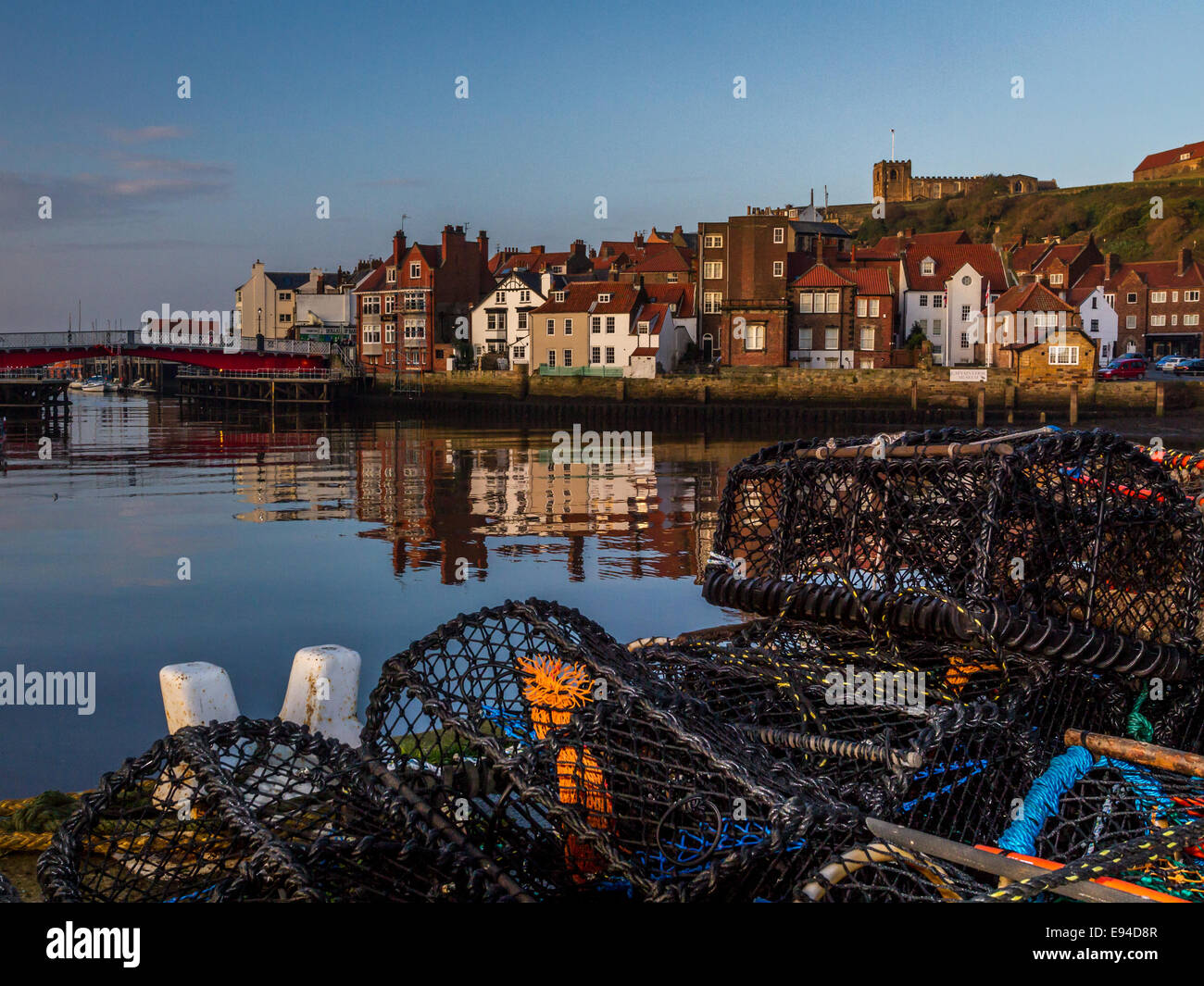 Beautiful English coastal scene - Lobster pots at Whitby harbour ...