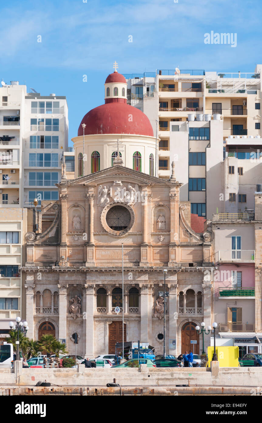 The Parish Church of Jesus of Nazareth on the seafront in Sliema, Malta ...