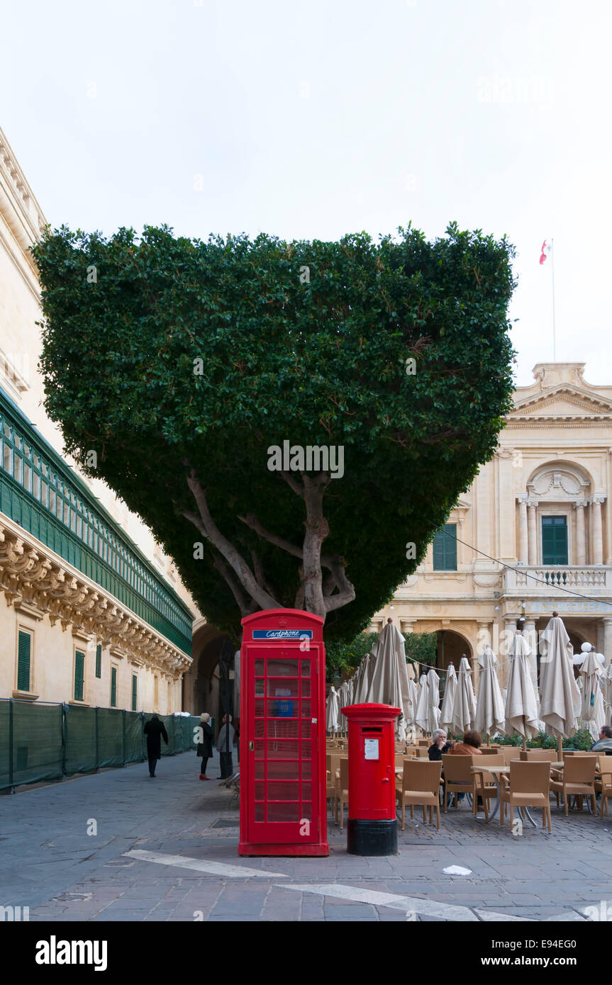 An English phone box and post box in Valletta, the capital of Malta and ...