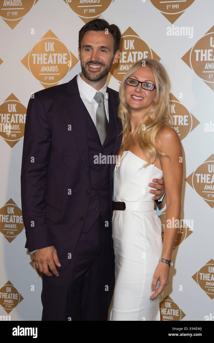 UK Theatre Awards 2014, actor Michael Xavier with girlfriend Stock ...