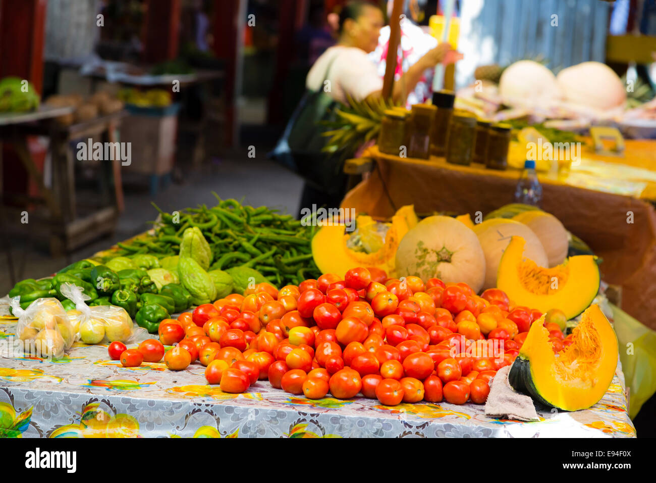 Fresh vegetables at the market in Victoria in Mahe, Seychelles Stock ...