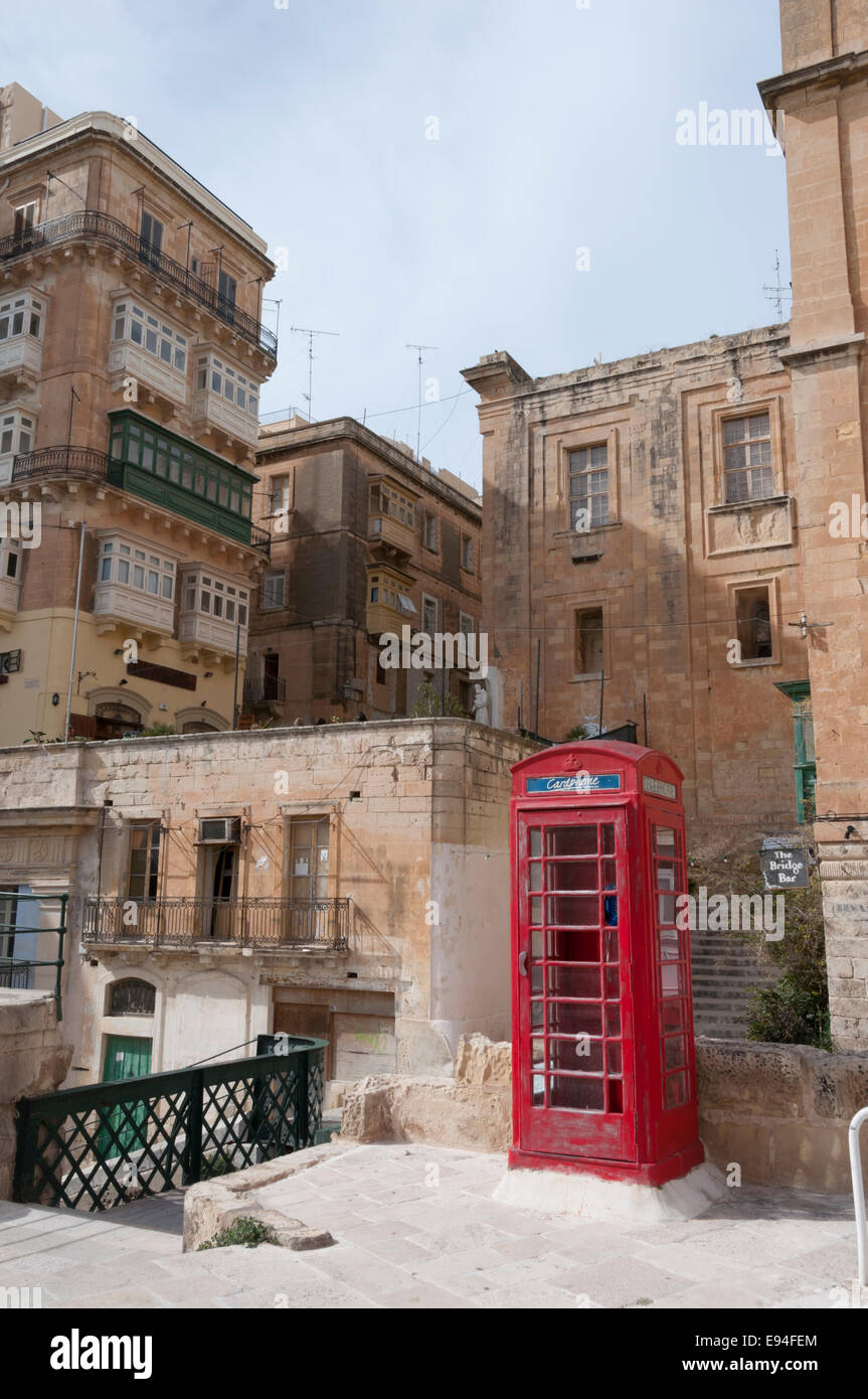 A old fashioned British phone box in Valletta, the capital of Malta and ...