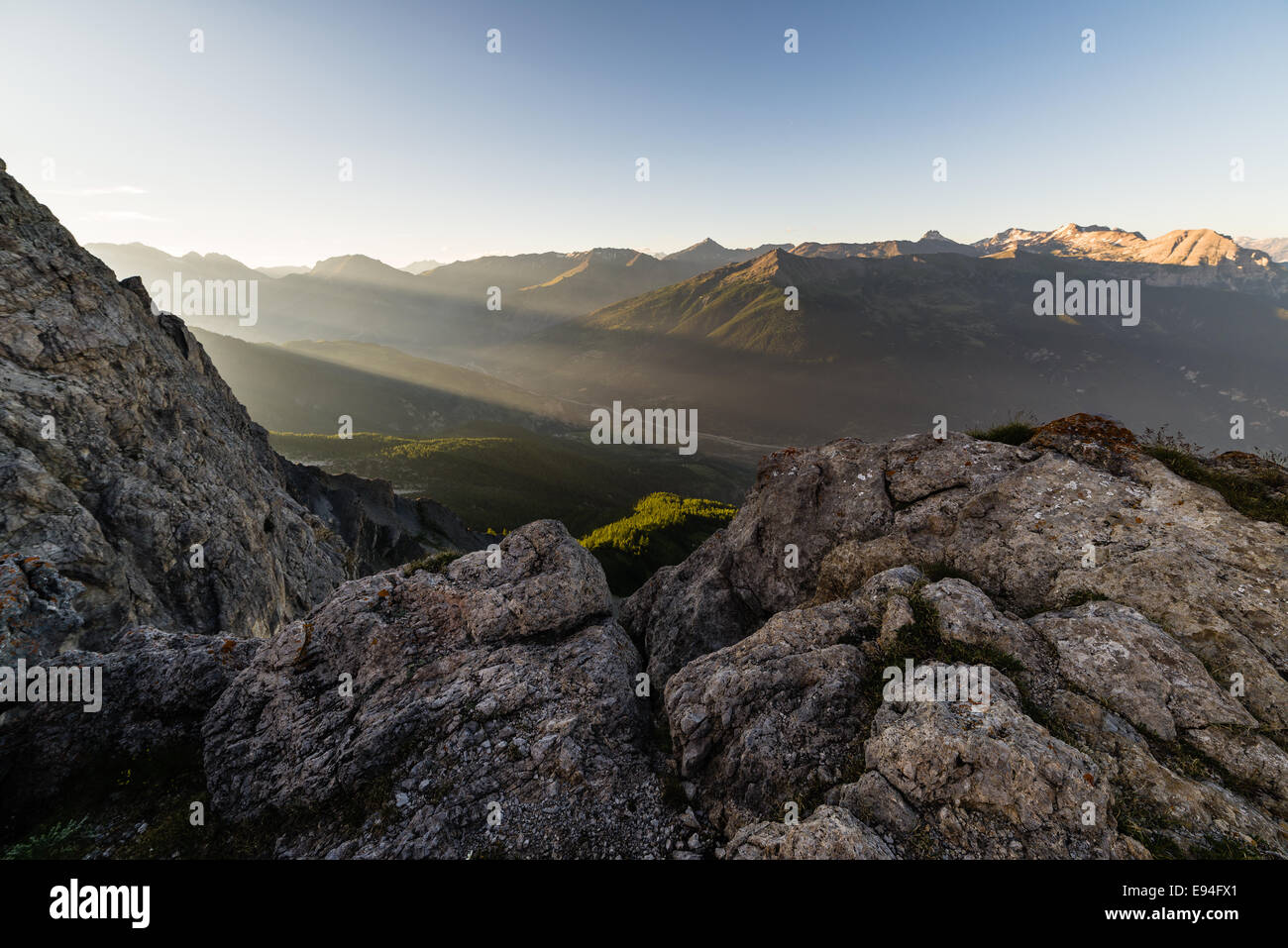 Stunning landscape at sunset on the Susa Valley from above Stock Photo ...