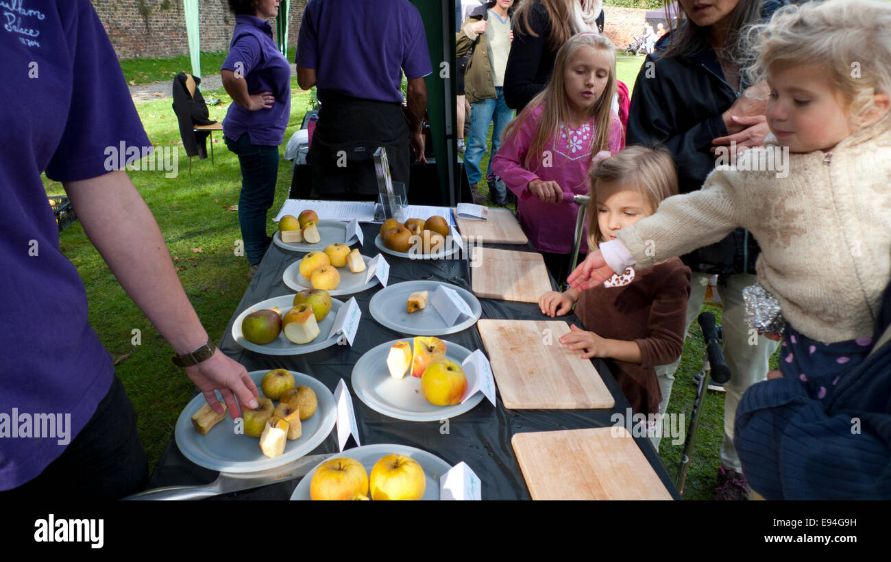 Apple Day Celebrations take place at Fulham Palace. Slices of fresh ...
