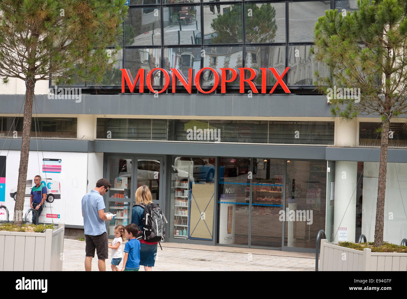Entrance of Monoprix, a French retail chain of shops, Vannes, Brittany ...