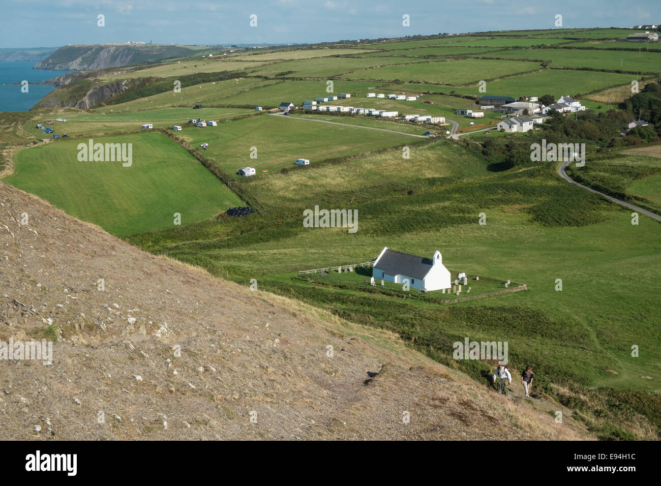 Church of the Holy Cross Mwnt,Mwnt,atop of mountain, hill at Mwnt, with ...