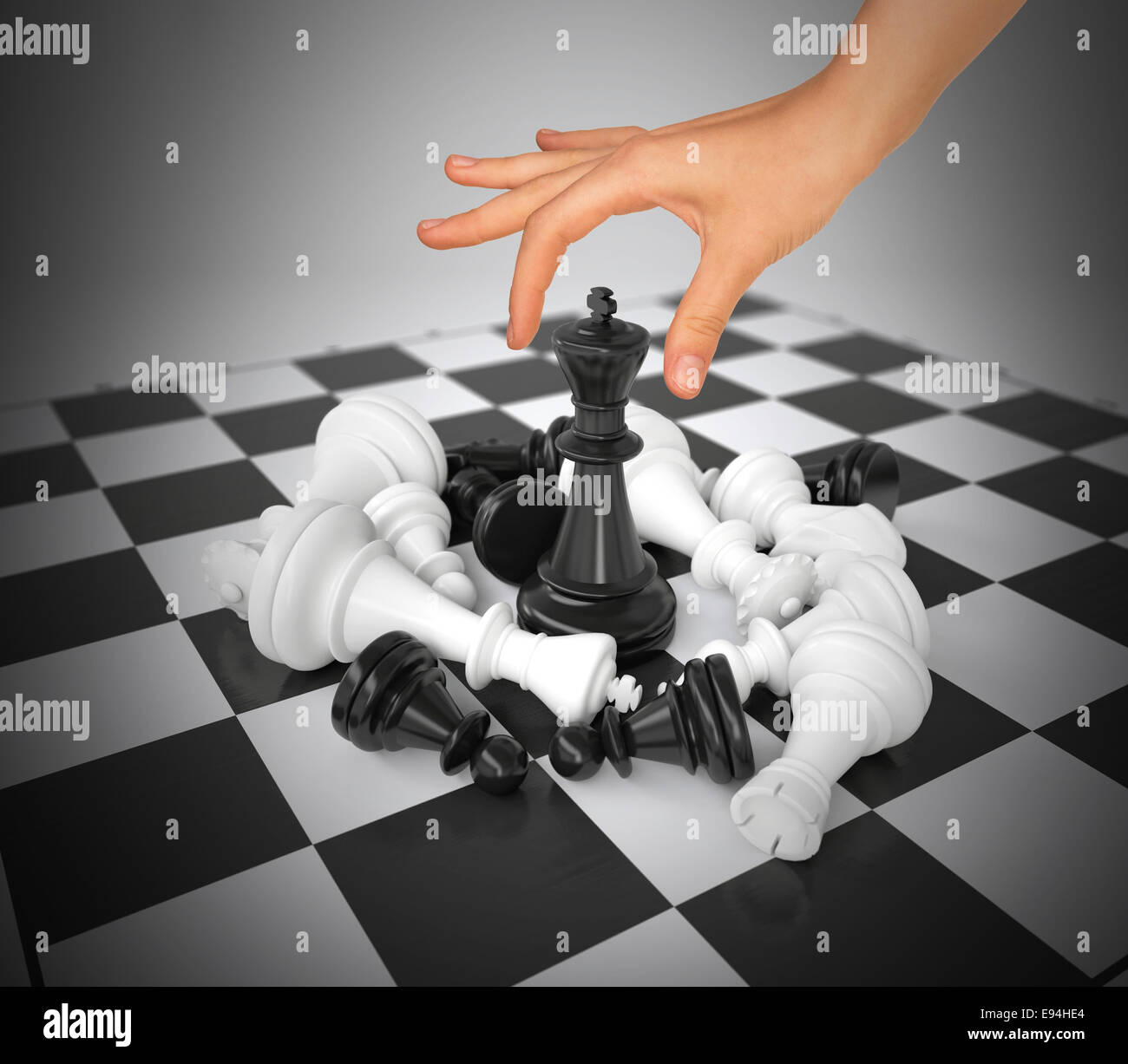 Woman hand touching king figure on chess board Stock Photo - Alamy