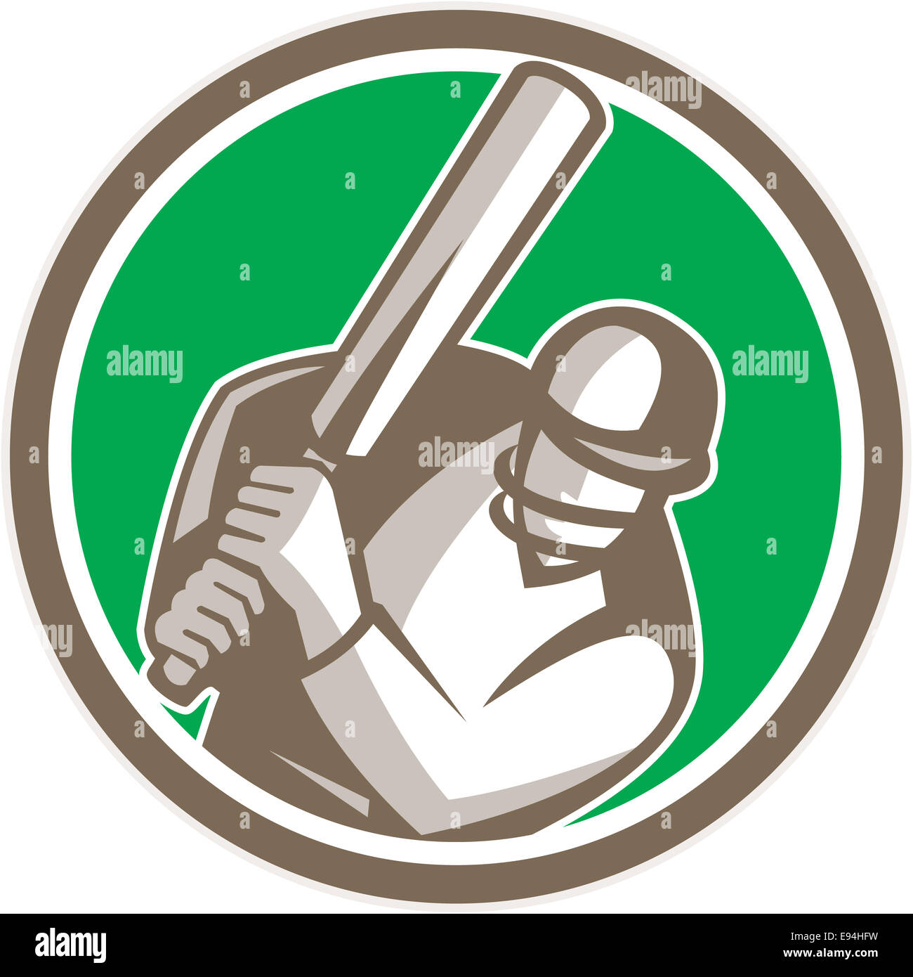 Illustration of a cricket player batsman with bat batting facing front ...