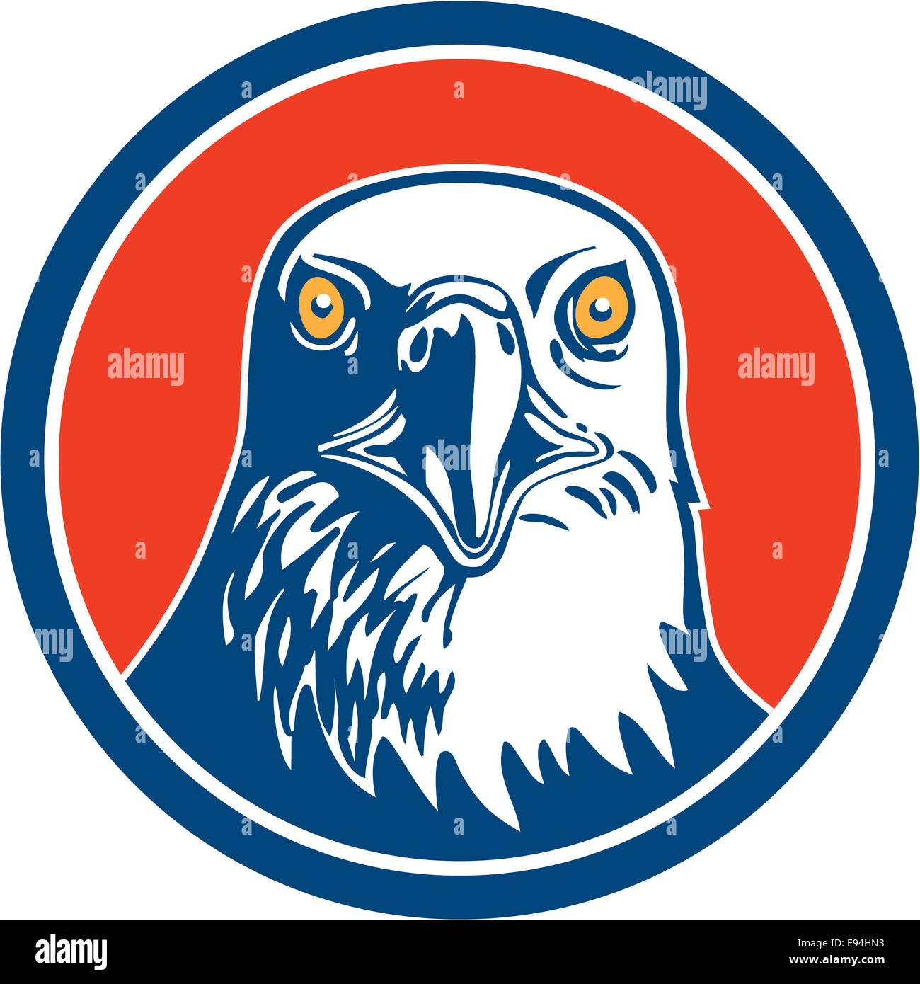 Illustration of an american bald eagle head facing front set inside ...