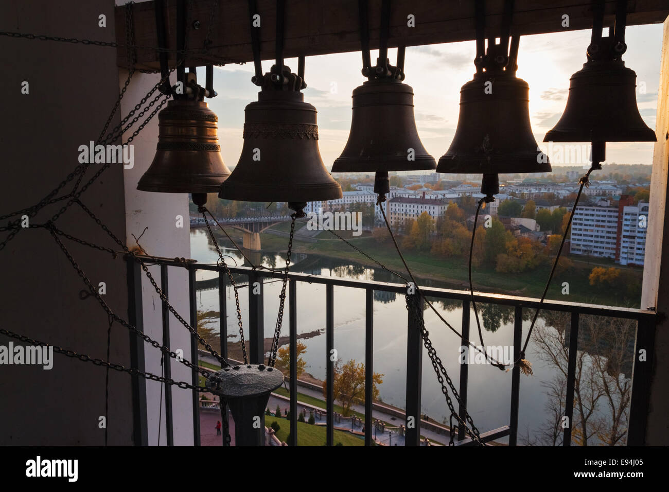 Bells under evening downtown Stock Photo - Alamy
