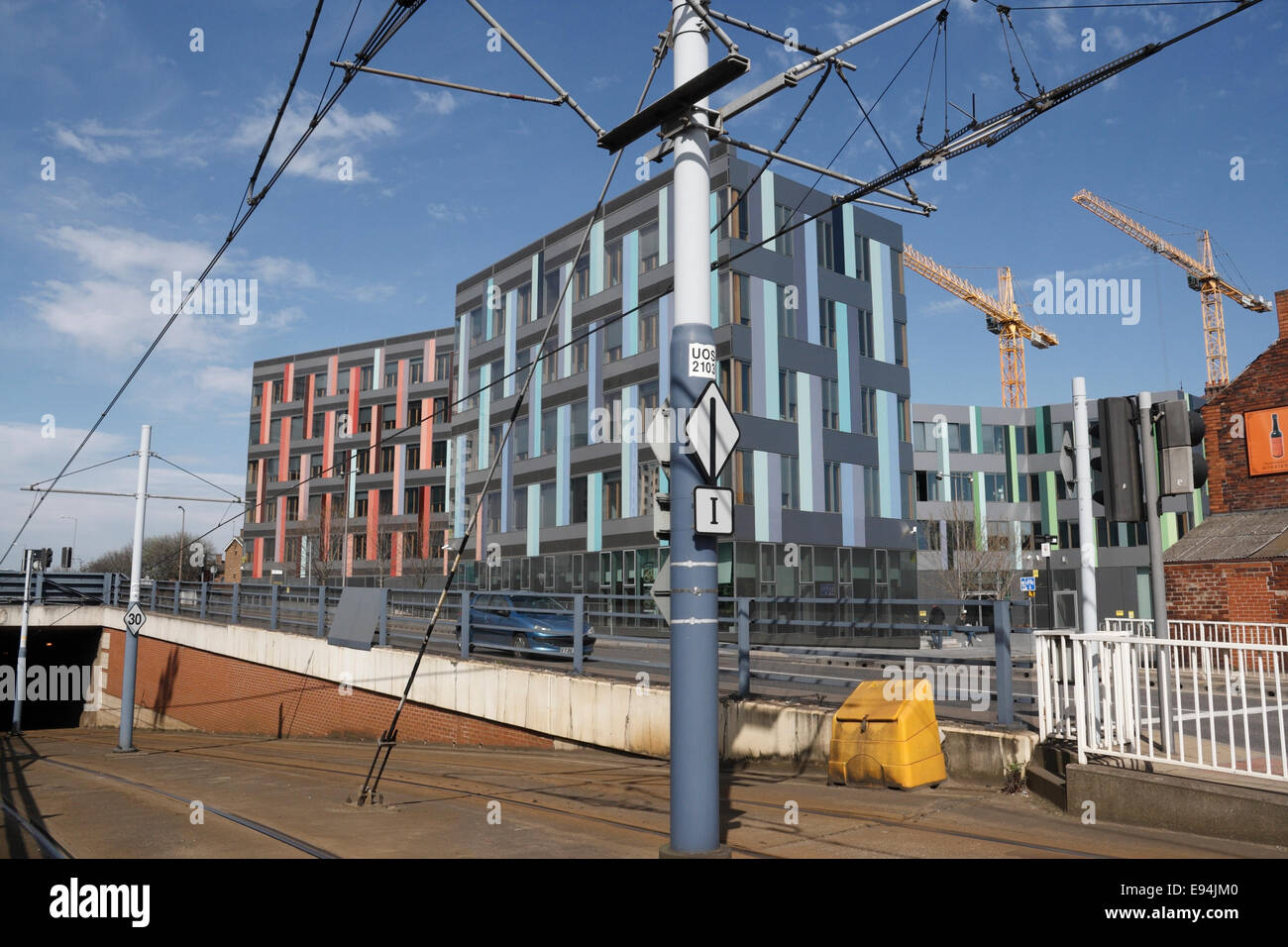 Modern buildings Sheffield University England Supertram Infrastructure ...