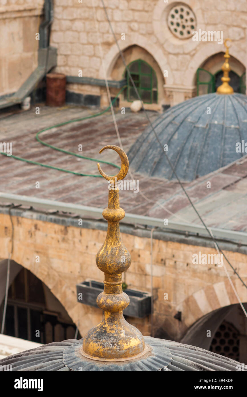 Hebron,. Details from the top of the Cave of Machpelah, said to be the ...