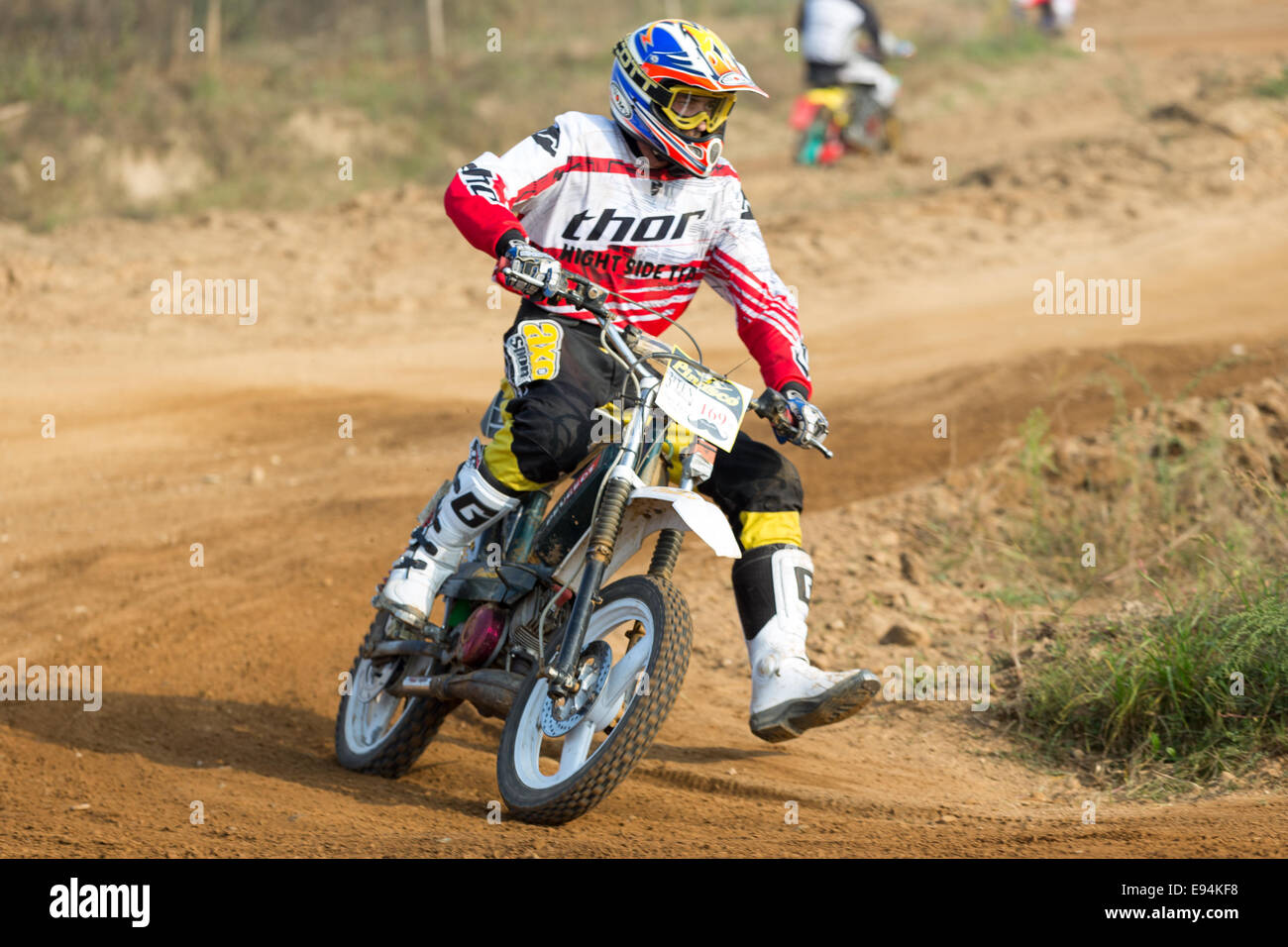 Motor rider exhibitions during the "Monferraglia", an old single-speed ...