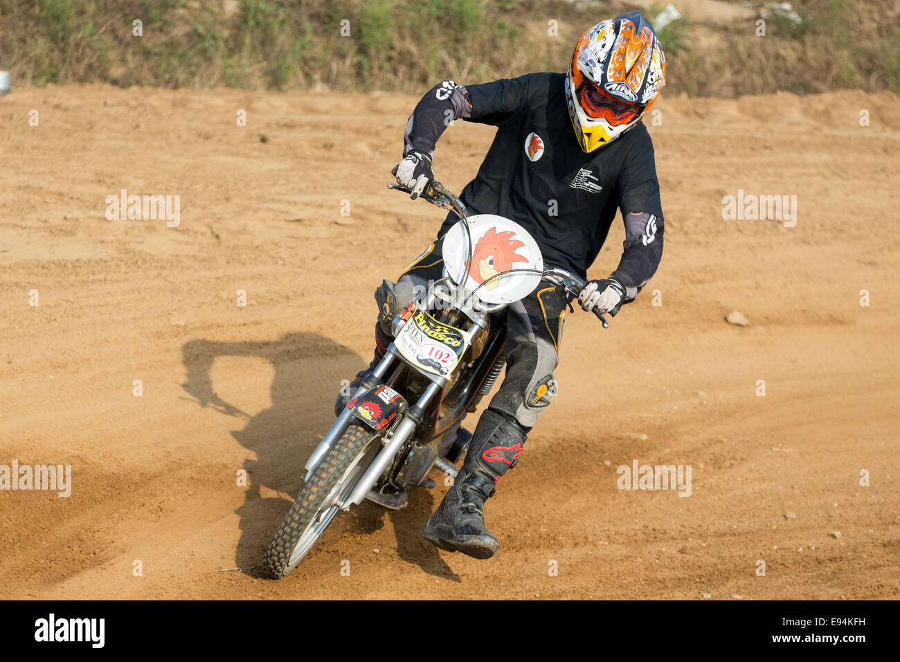 Motor rider exhibitions during the "Monferraglia", an old single-speed ...