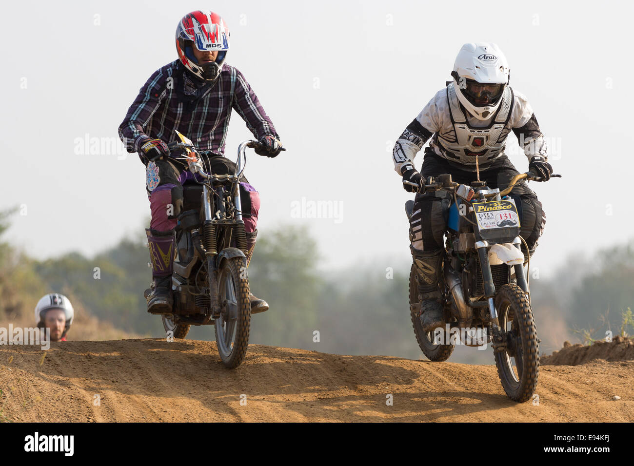 Motor riders rush during the "Monferraglia", an old single-speed motor ...