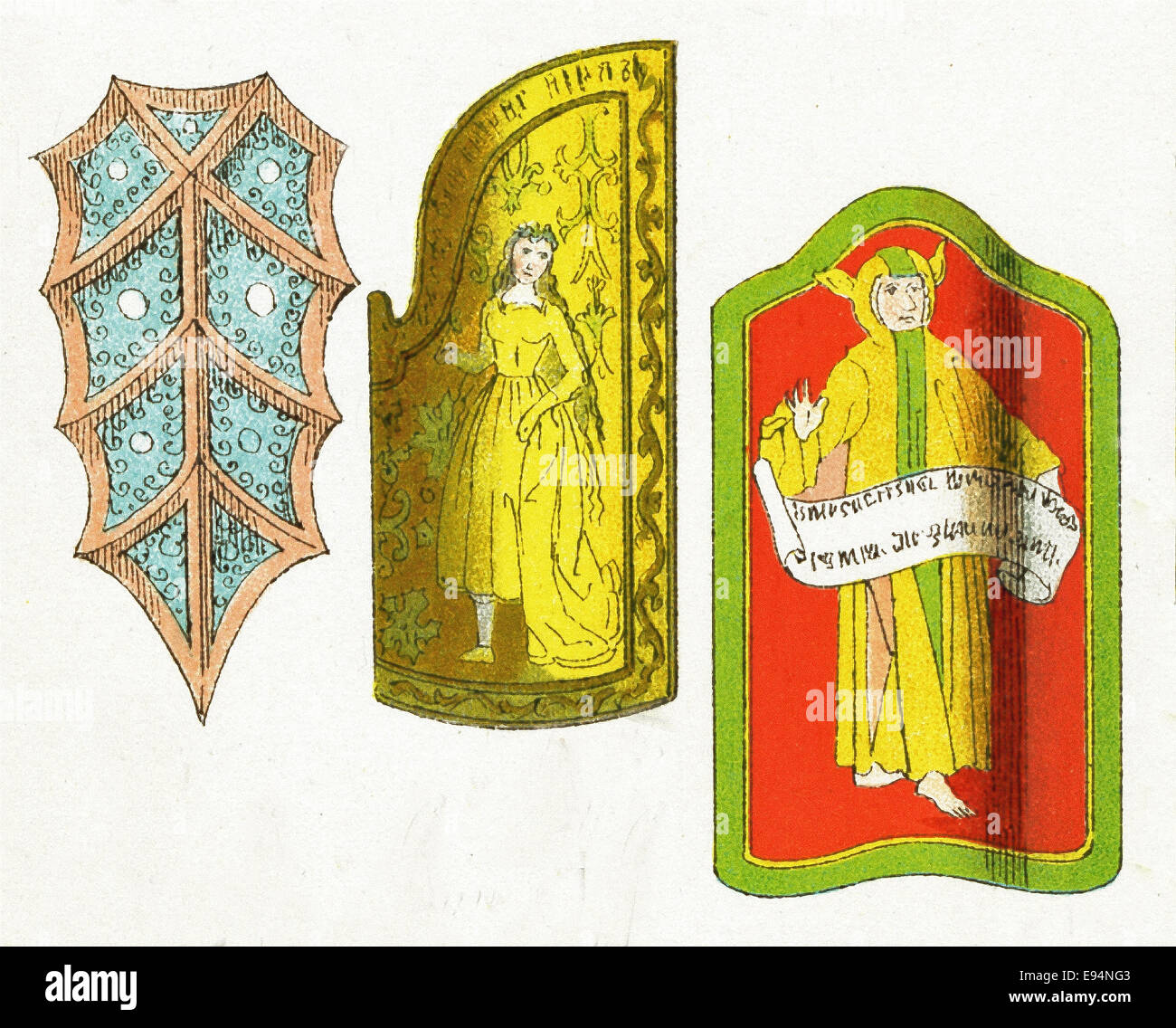 The medieval weapons from around A.D. 1400 represented here are three ...