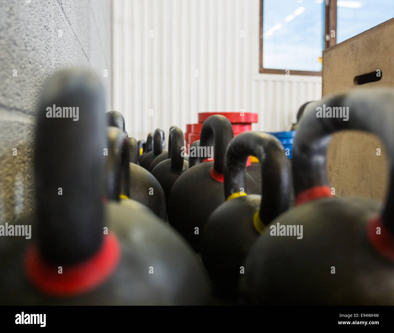 Kettlebells At Gym Stock Photo - Alamy