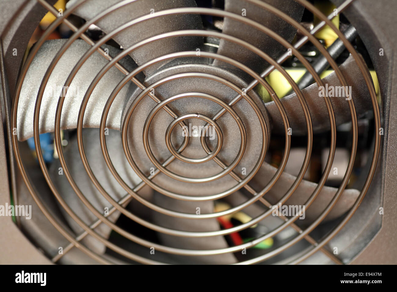 Fan of power supply unit. Close-up Stock Photo - Alamy
