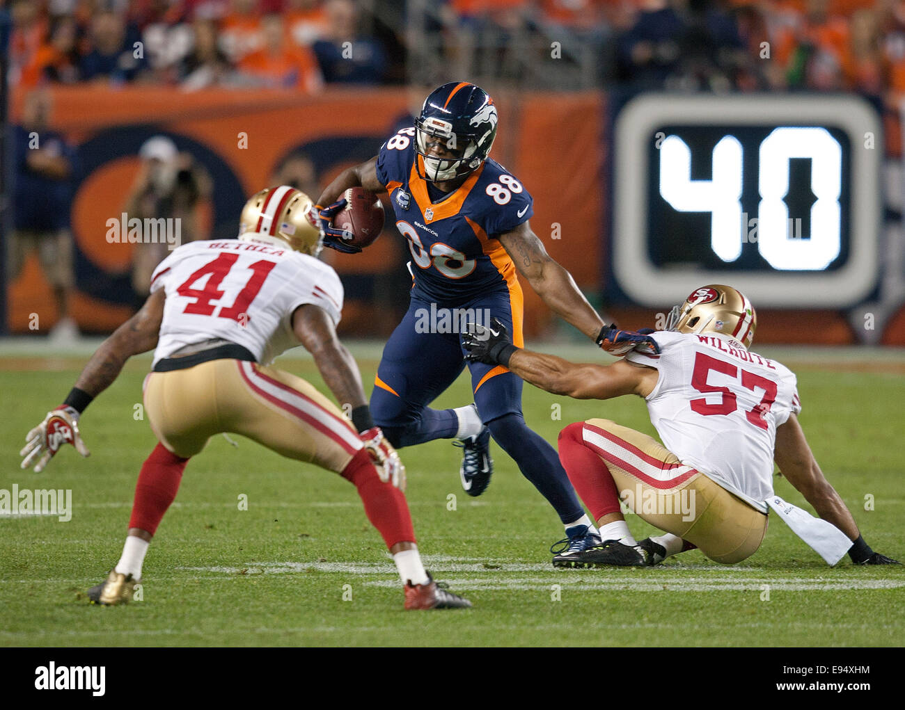 Denver, Colorado, USA. 19th Oct, 2014. Broncos WR DEMARYIUS THOMAS ...