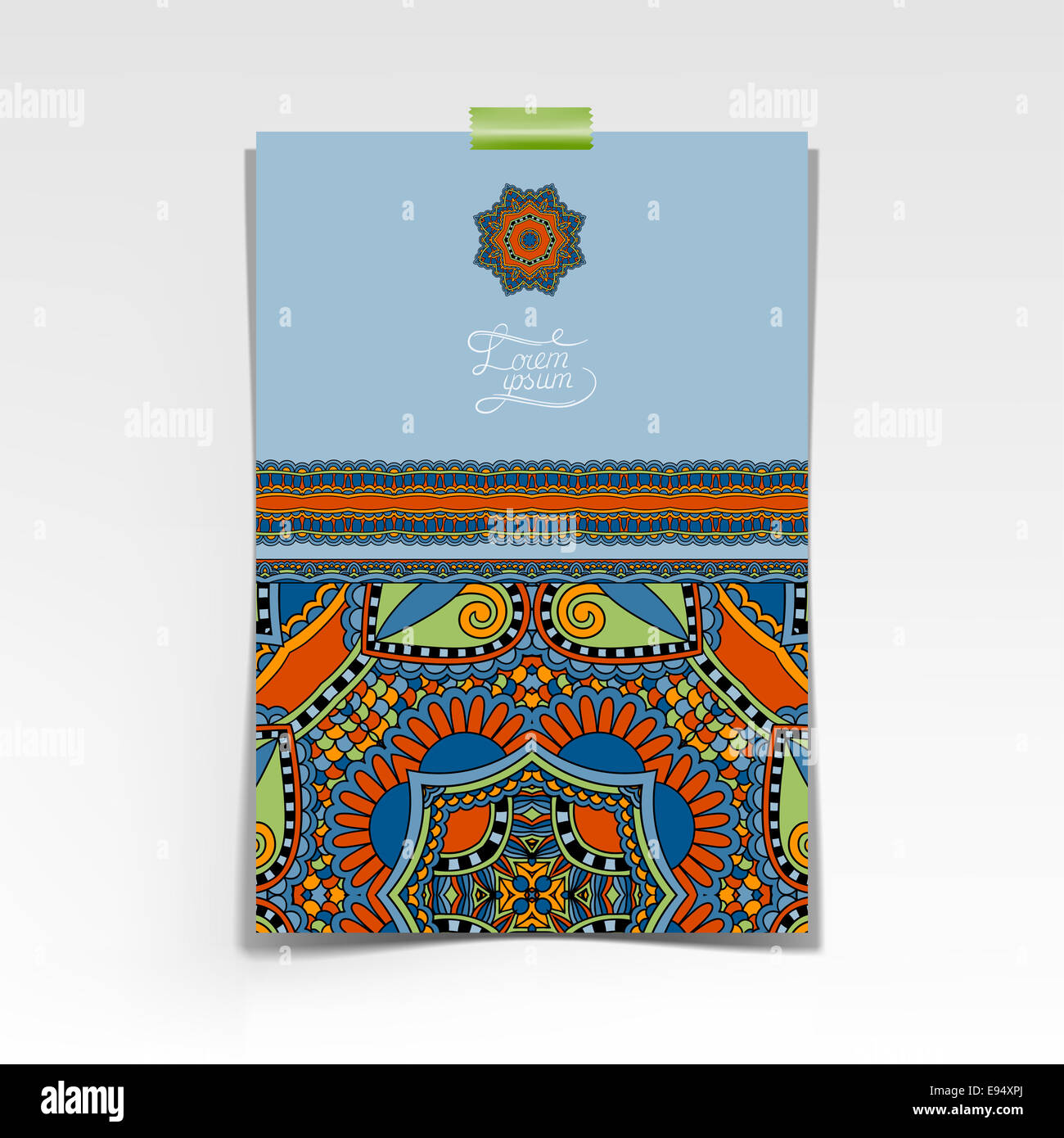 decorative sheet of paper with oriental floral design and place Stock ...