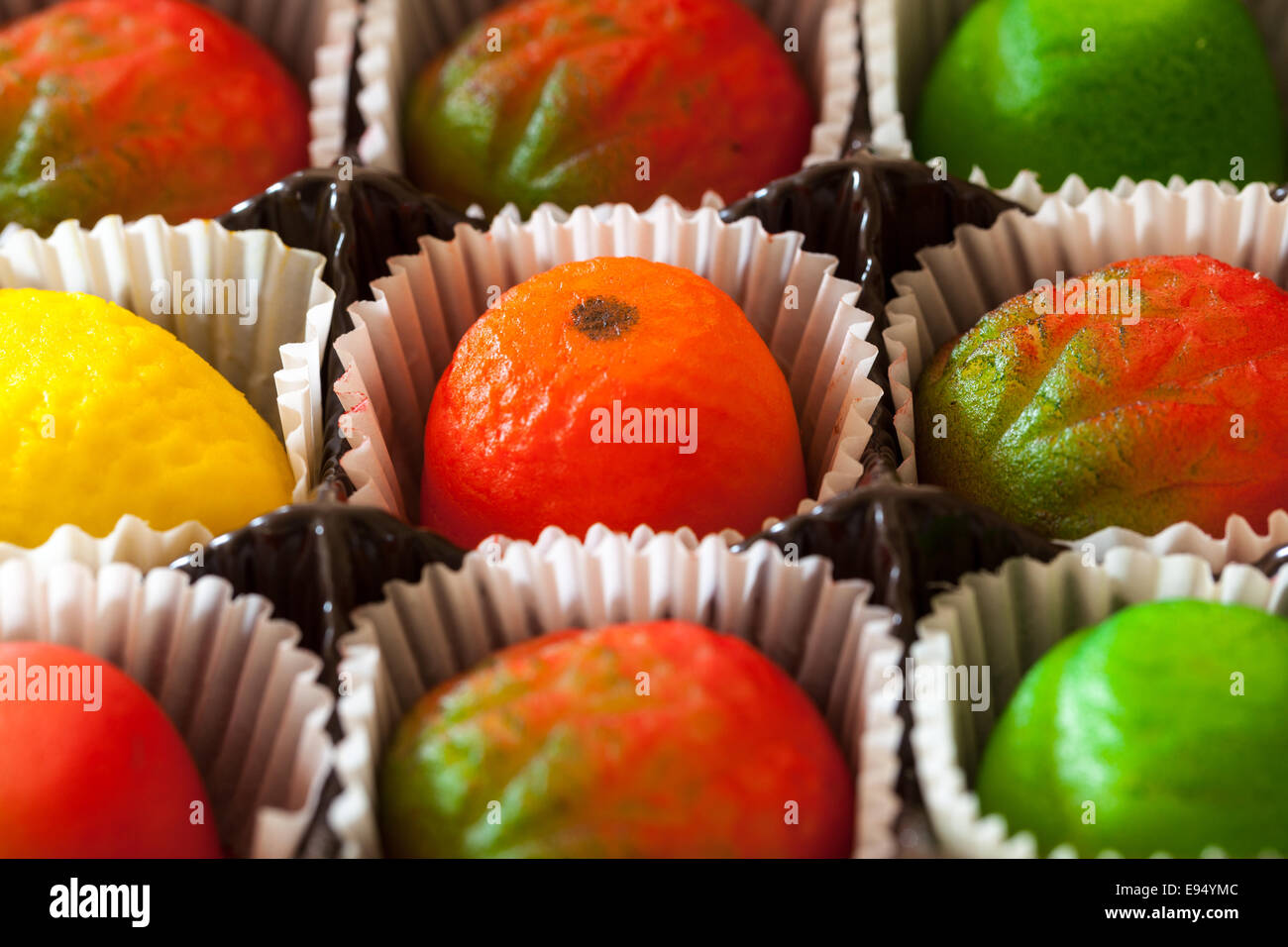 Macro image of marzipan fruit candies Stock Photo - Alamy