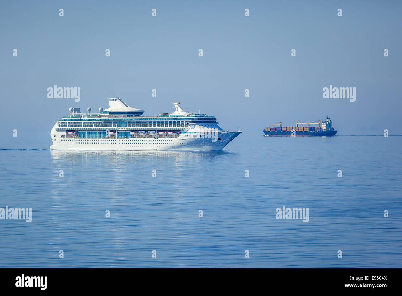 ships in the blue sea Stock Photo - Alamy