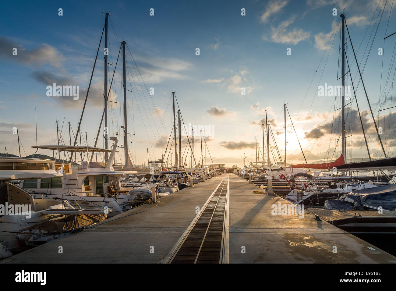 Yacht marina sunrise Stock Photo - Alamy
