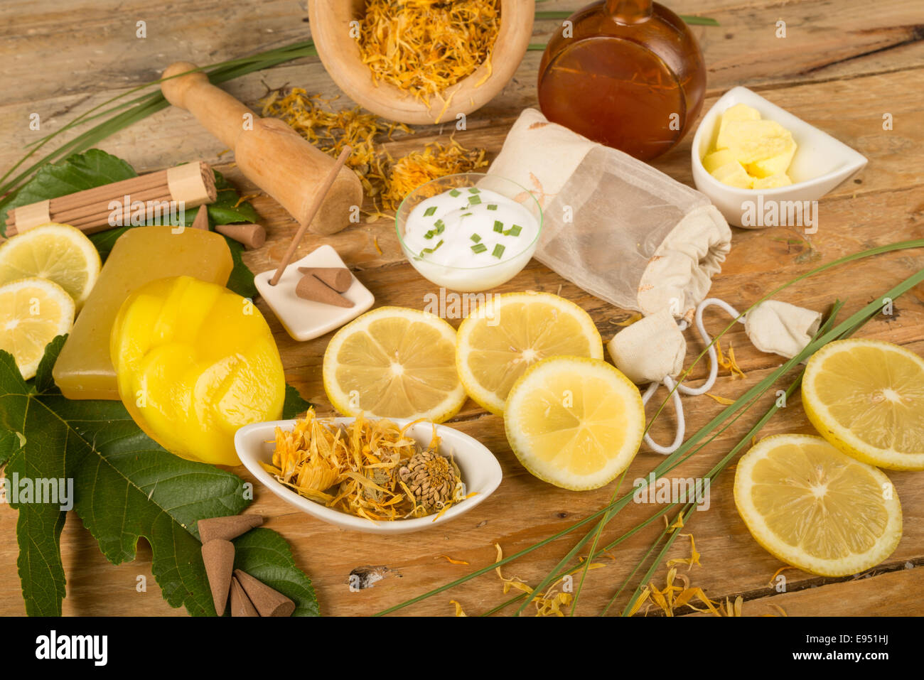 Natural cosmetics with marigold as an ingredient Stock Photo - Alamy