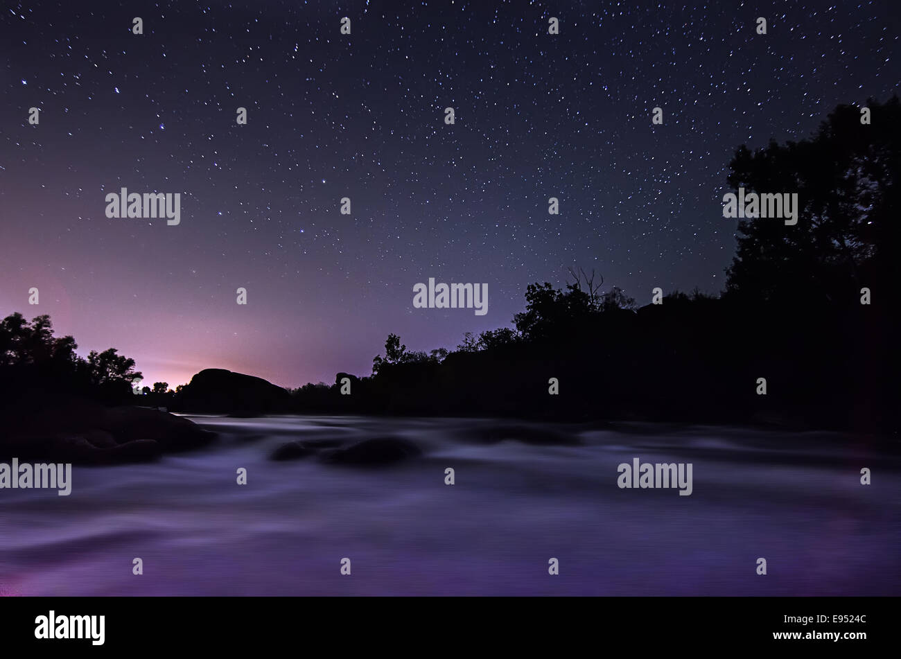 Star sky with river Stock Photo - Alamy