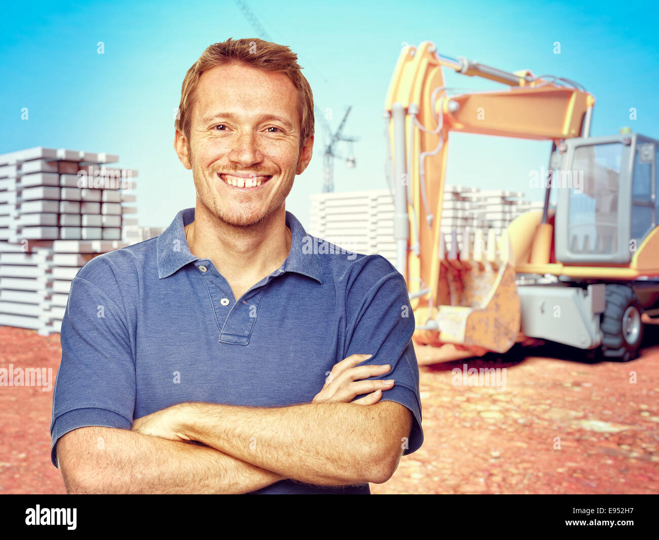 portrait of handyman at construction site Stock Photo - Alamy