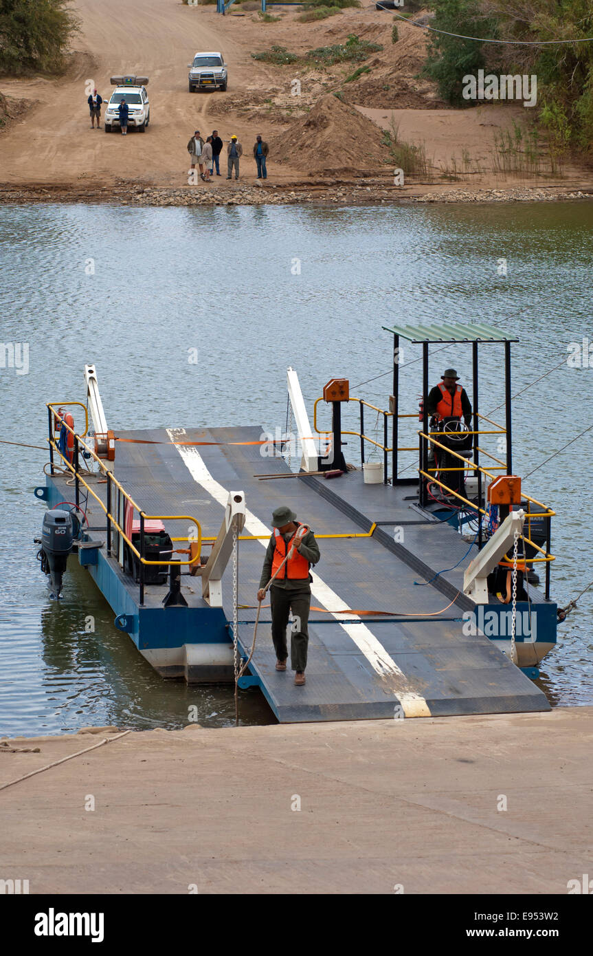 Octha ferry pontoon across the Orange River between South Africa and ...
