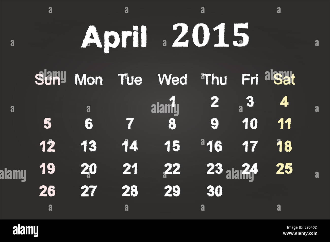 Monthly Calendar Of 2015 Year On Blackboard Stock Photo - Alamy