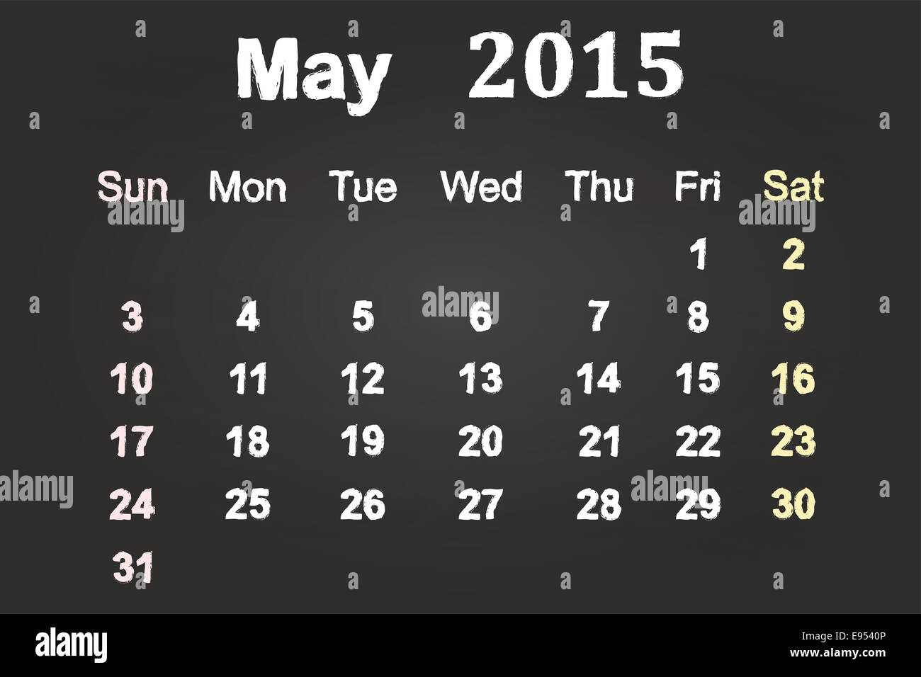 Monthly Calendar Of 2015 Year On Blackboard Stock Photo - Alamy