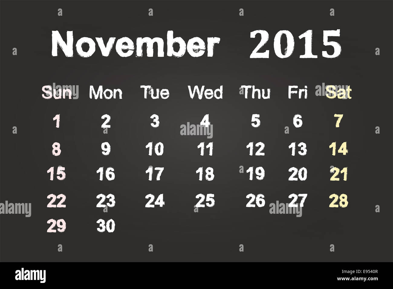 Monthly Calendar Of 2015 Year On Blackboard Stock Photo - Alamy