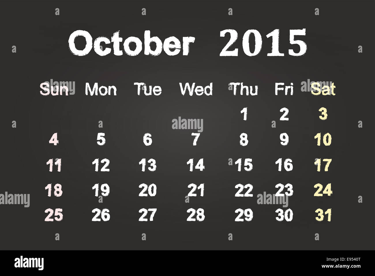 Monthly Calendar Of 2015 Year On Blackboard Stock Photo - Alamy