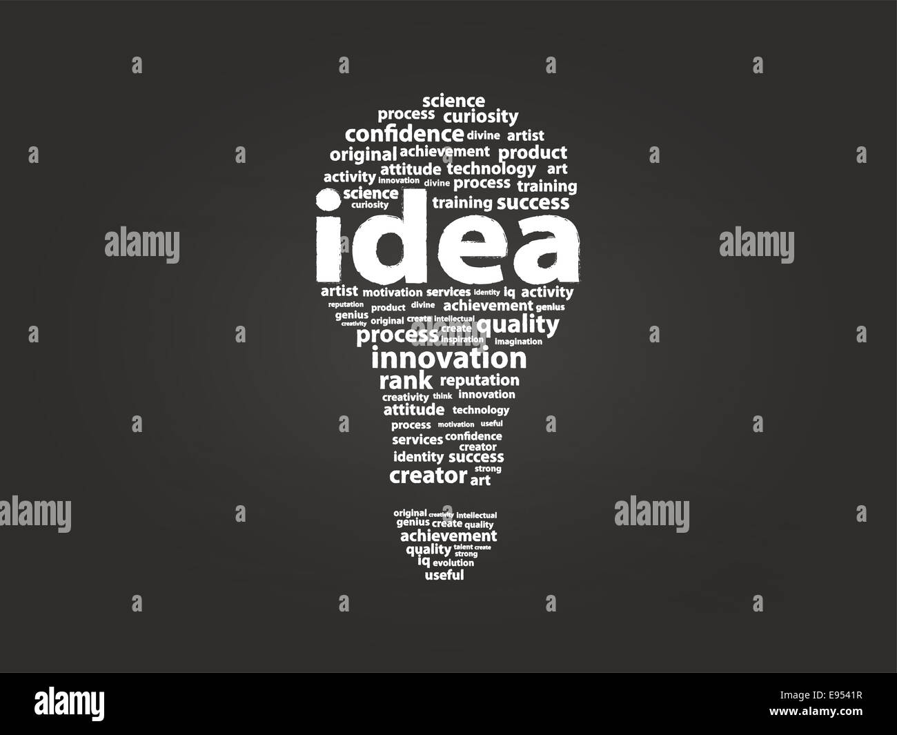 Idea Light Bulb Word Cloud On Blackboard Stock Photo - Alamy